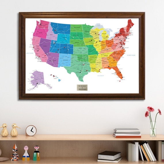 Personalized Colorful US Push Pin Travel Map USA Push Pin | Etsy