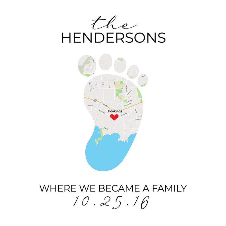 Baby Footprint Map Art - Family Wall Art - Baby Nursery Art ...