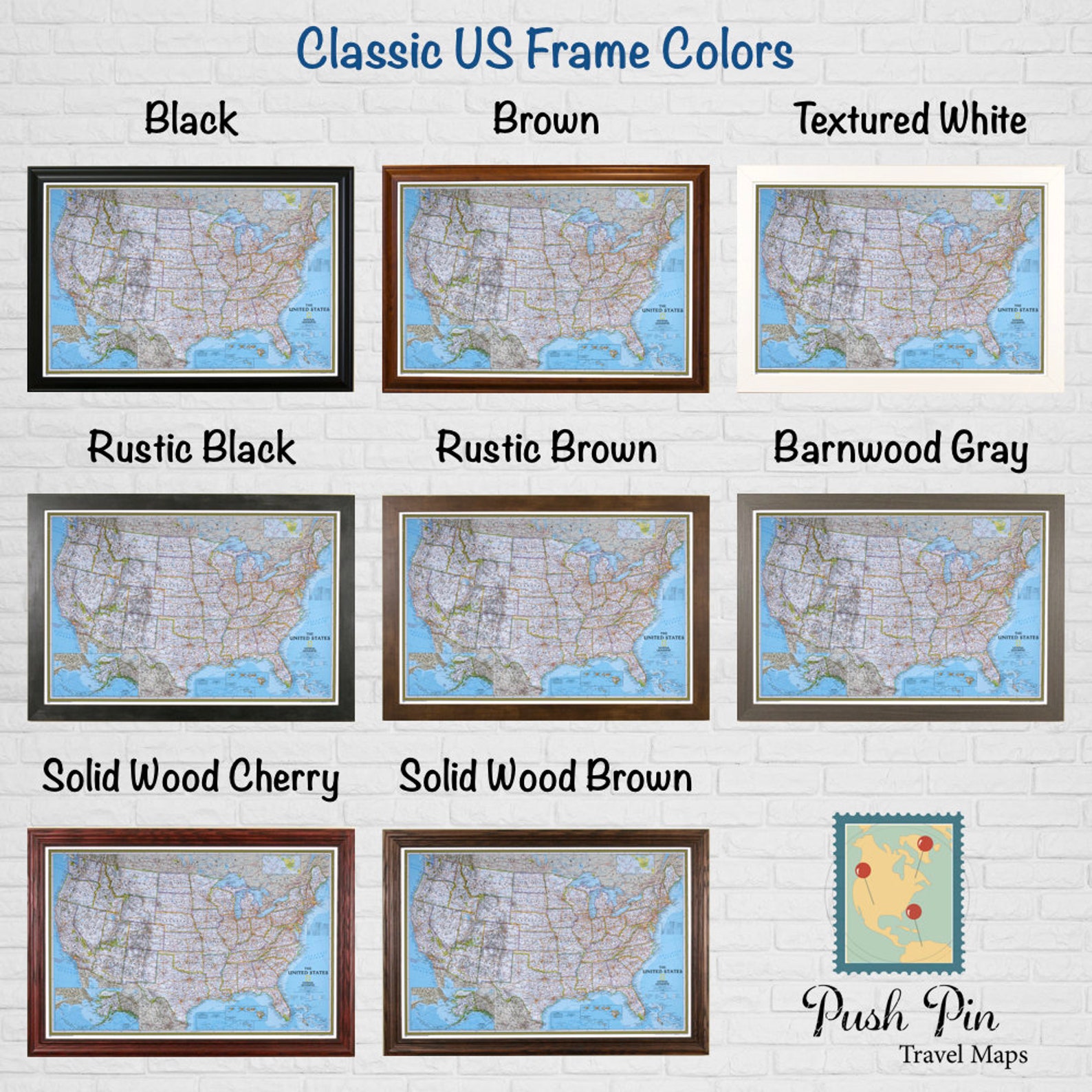 CANVAS Personalized Classic USA Travel Map - Travel Map of the US ...