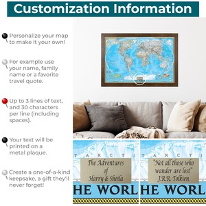 Personalized Classic World Push Pin Travel Map With Pins and Frame ...