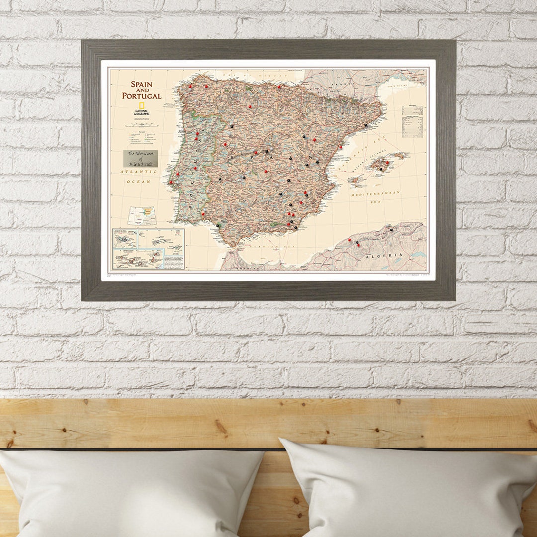 Personalized Executive Spain and Portugal Push Pin Travel Map 25.5x36.5 ...