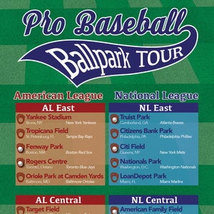 Baseball Ballparks Bucket List Tracker - Free Personalization! - Pin ...
