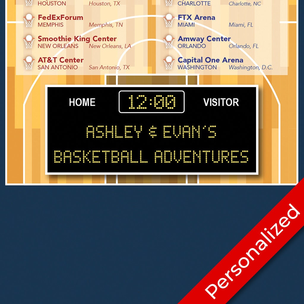 Basketball Arenas Bucket List Tracker Free Personalization | Etsy