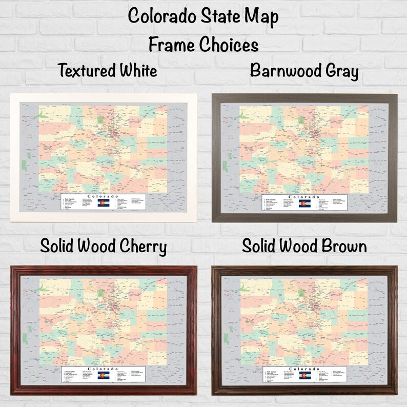 Personalized Colorado Push Pin Travel Map With Pins and Frame 27.5" X ...