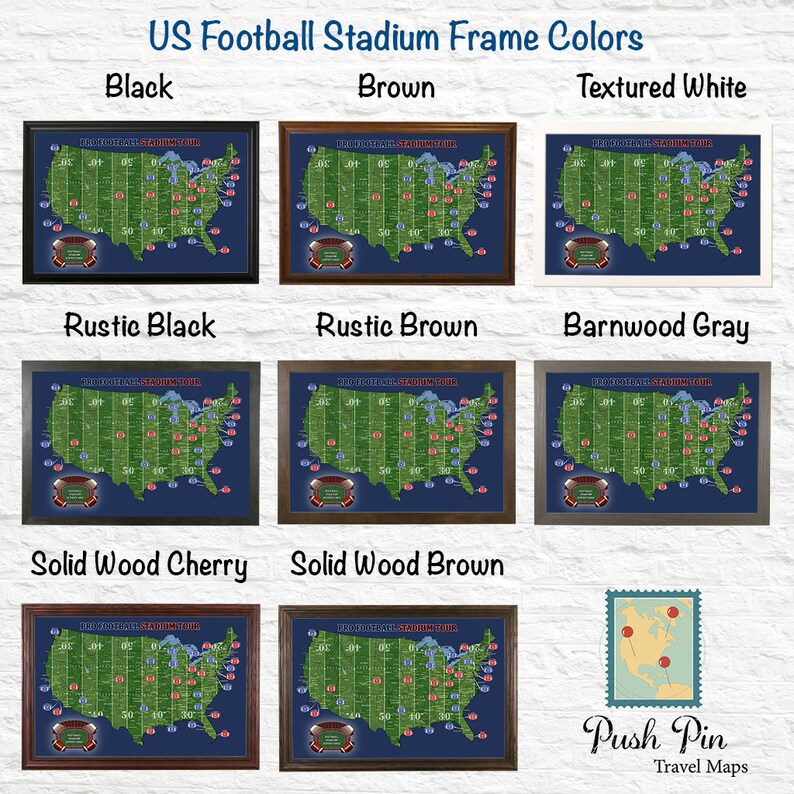 Personalized Football Stadium Pin Map - Track Pro Football Stadiums ...
