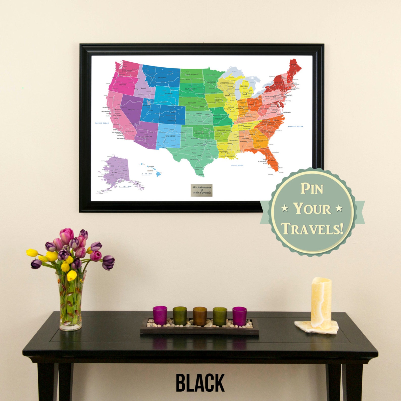 Personalized Colorful US Push Pin Travel Map USA Push Pin | Etsy