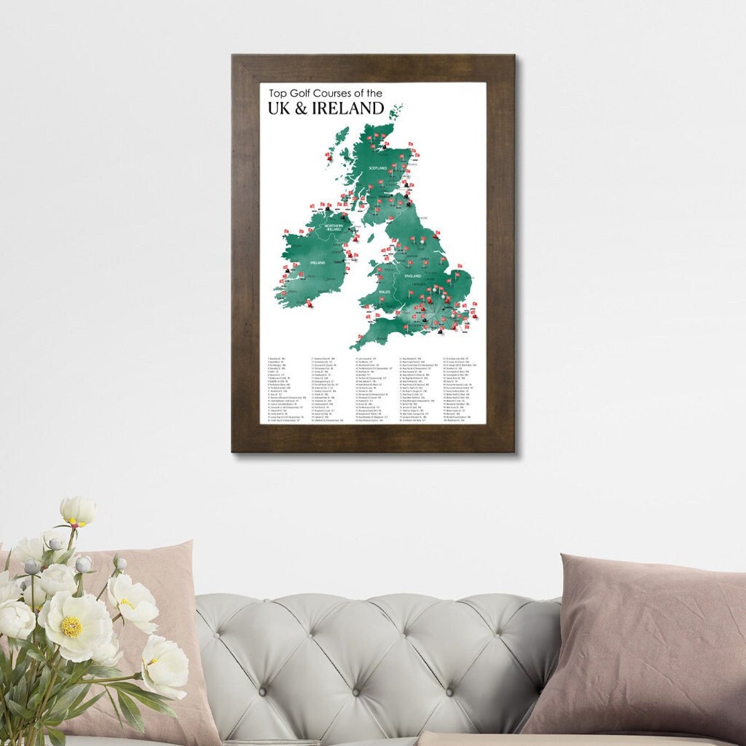 Personalized Golf Courses Map of the UK and Ireland - Golf Courses Pin ...