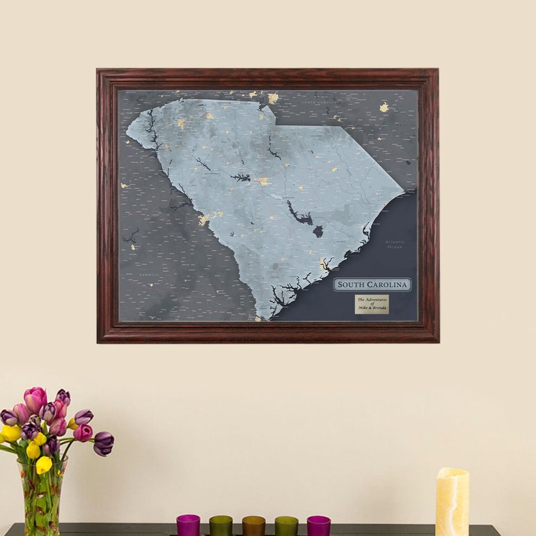 Personalized Slate South Carolina State Wall Map - Use as a Wedding ...