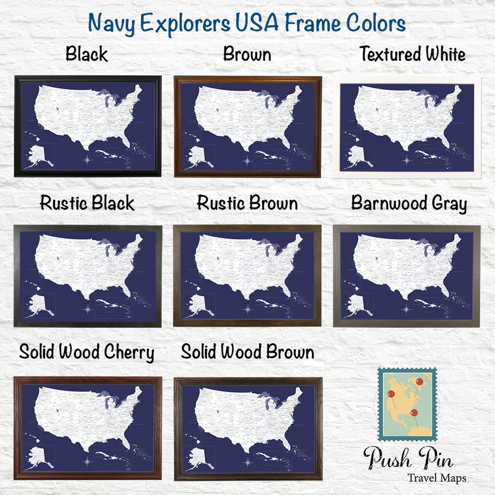 CANVAS Personalized Navy Explorers US & Caribbean Travel Map - Etsy