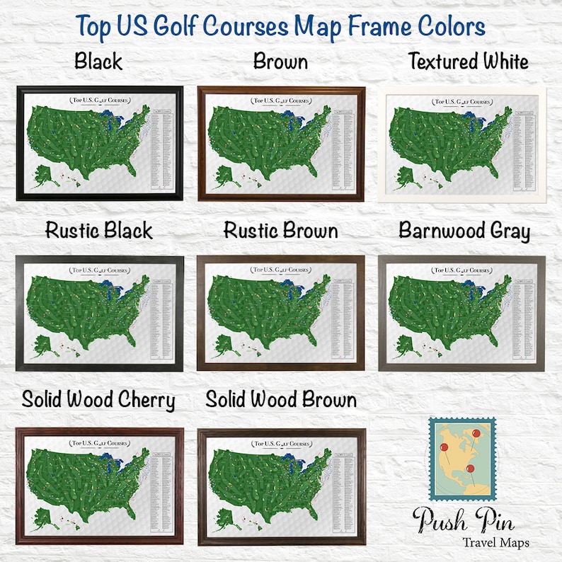 Personalized Golf Courses Tracking Map Map of Top 200 Golf - Etsy