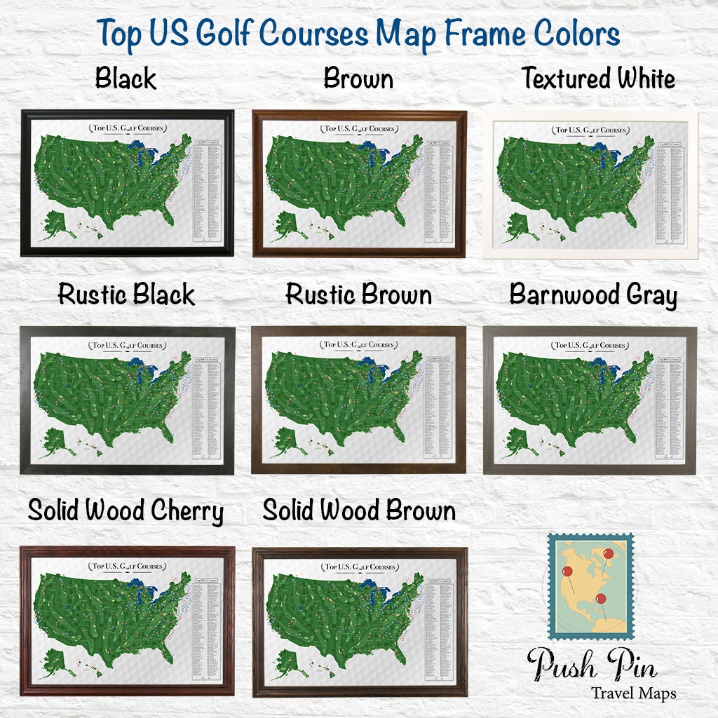 Personalized Golf Courses Tracking Map - Map of Top 200 Golf Courses in ...