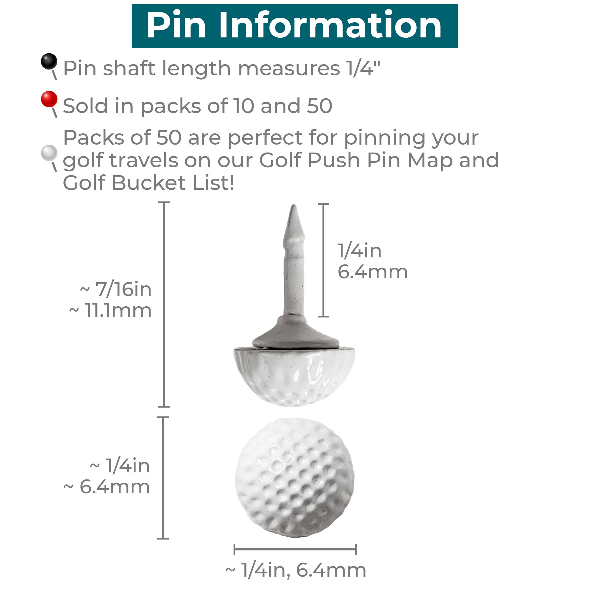 Golf Ball Push Pins - Novelty Pins - Custom Golf Ball Pins - Thumb ...