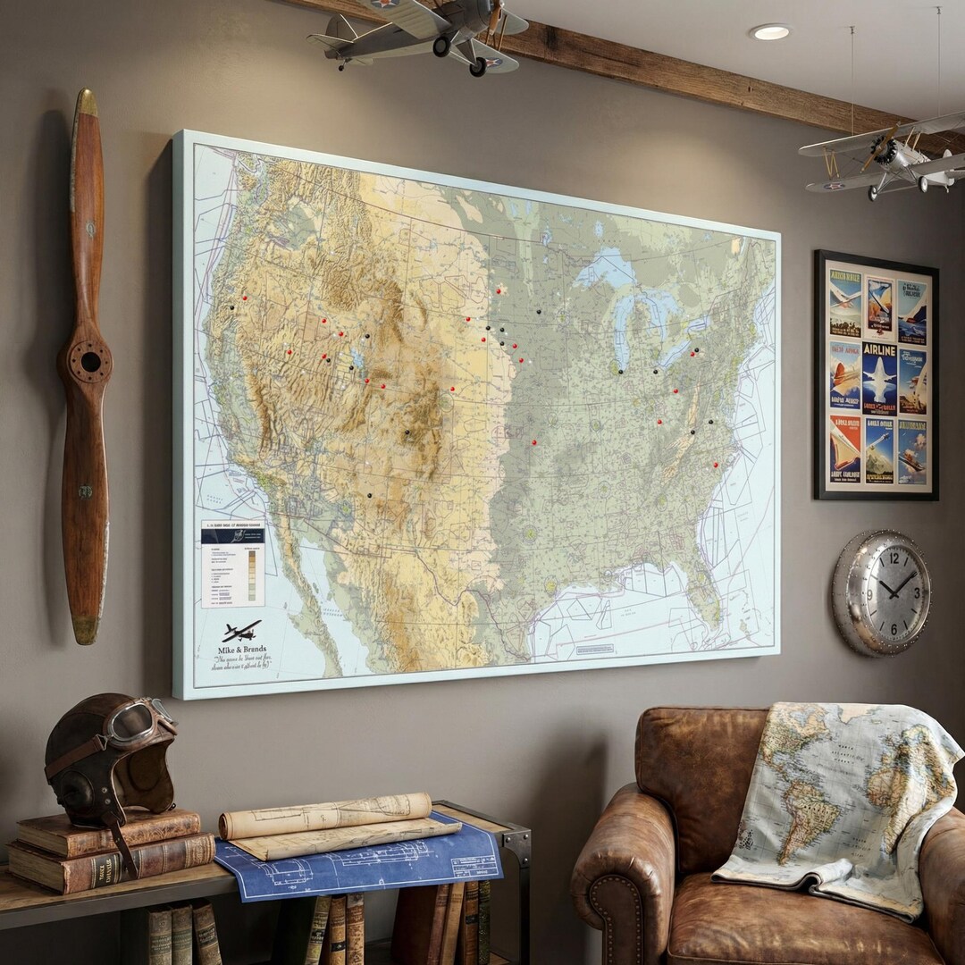 Personalized Pilot's USA VFR Map - Aviator's Map to Chart Your Flights ...