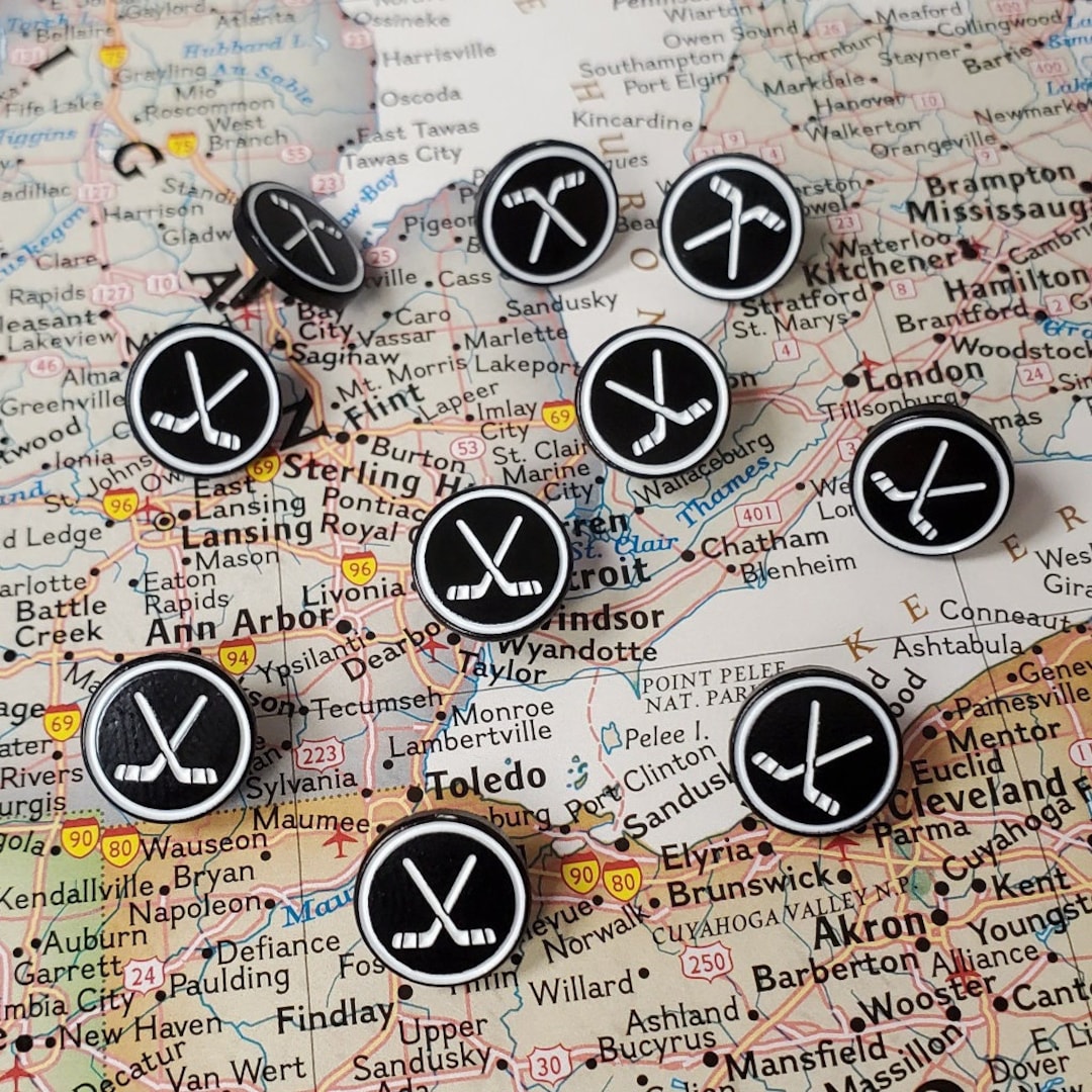 Hockey Puck Pins - Specialty Hockey Puck Pins - Memo Board Pins ...