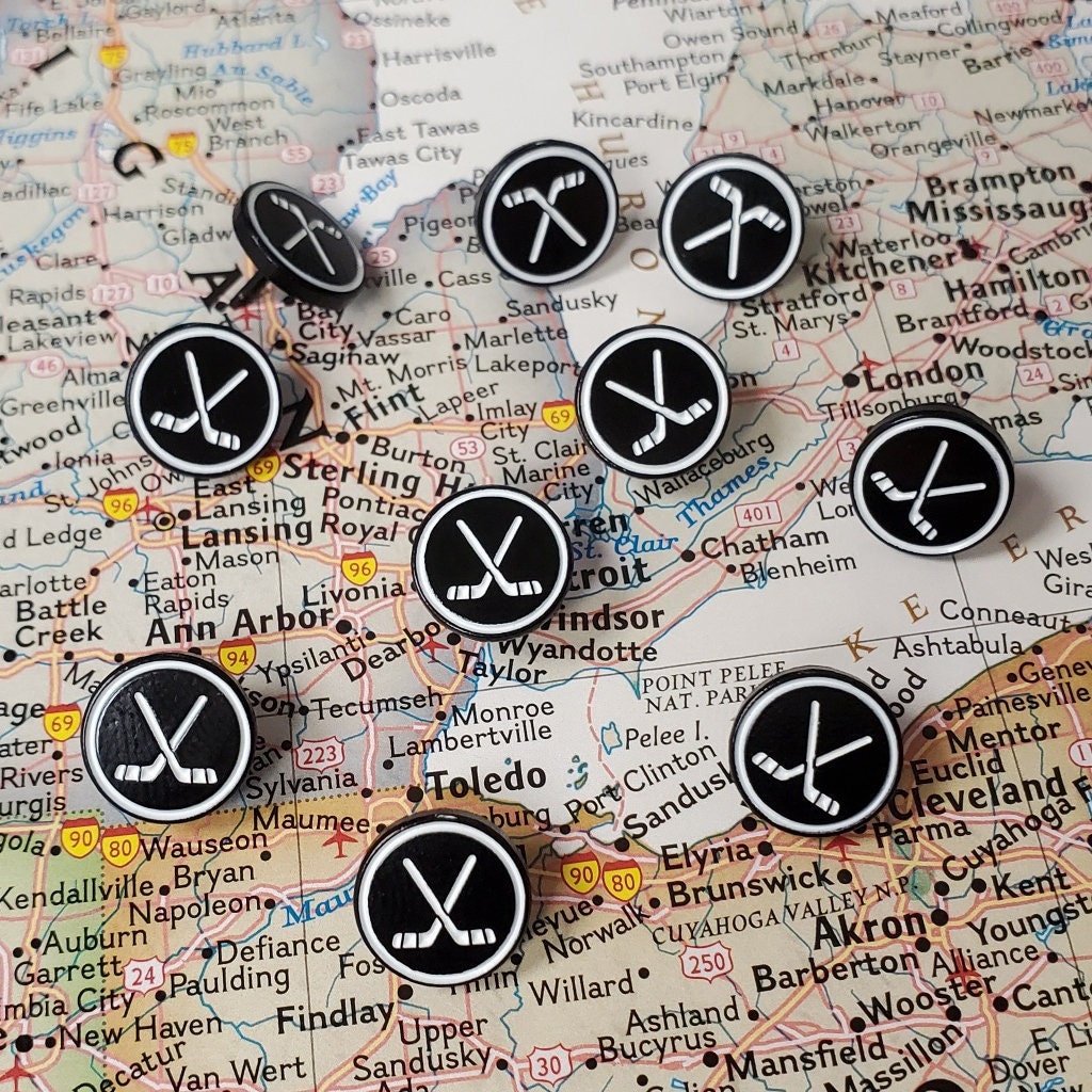 Hockey Puck Pins - Specialty Hockey Puck Pins - Memo Board Pins ...