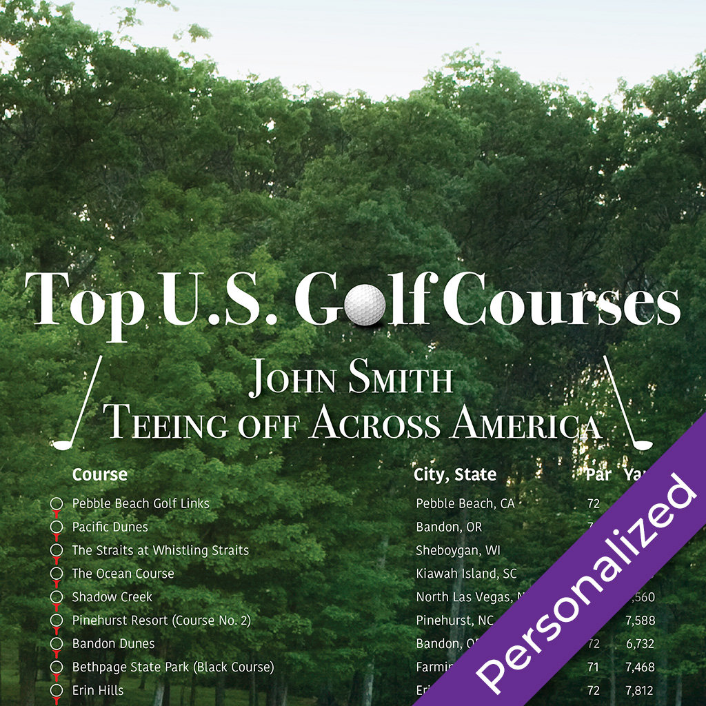 Golf Courses Bucket List Tracker Free Personalization Pin | Etsy