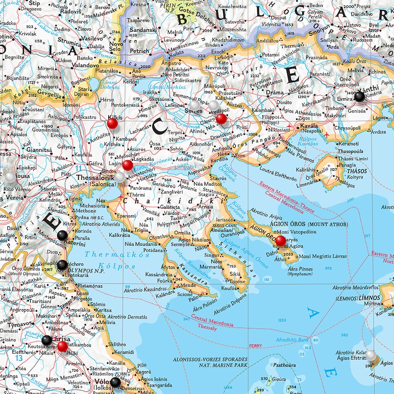 Personalized Classic Greece Push Pin Travel Map - 27"x33.75" - Greece ...