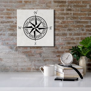 Compass Rose Wall Art - 10" X 10" - Stretched Canvas Travel Art ...