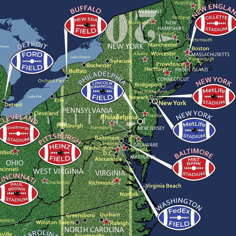 Personalized Football Stadium Pin Map - Track Pro Football Stadiums ...