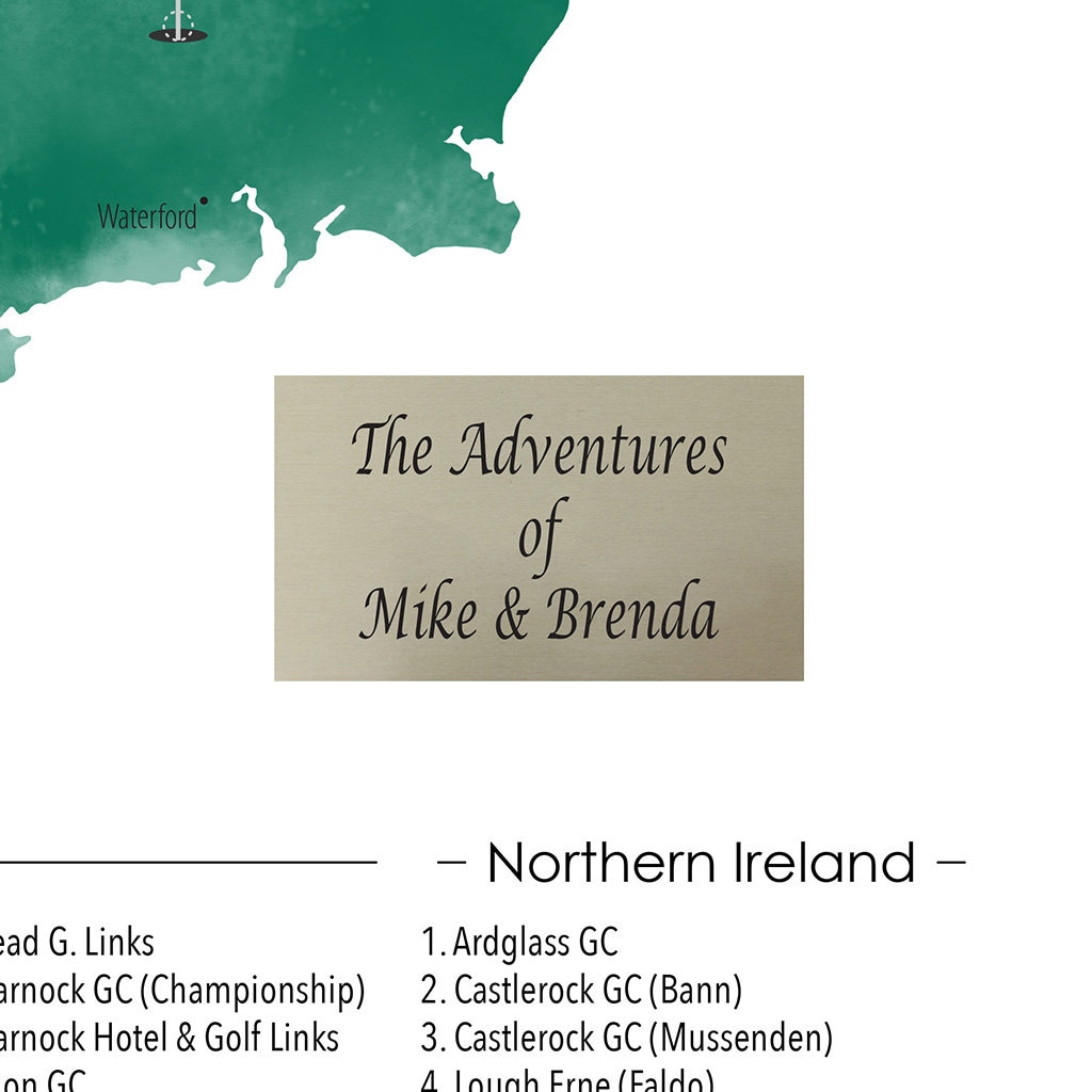 Personalized Golf Courses Map of Ireland and Northern Ireland - Top ...