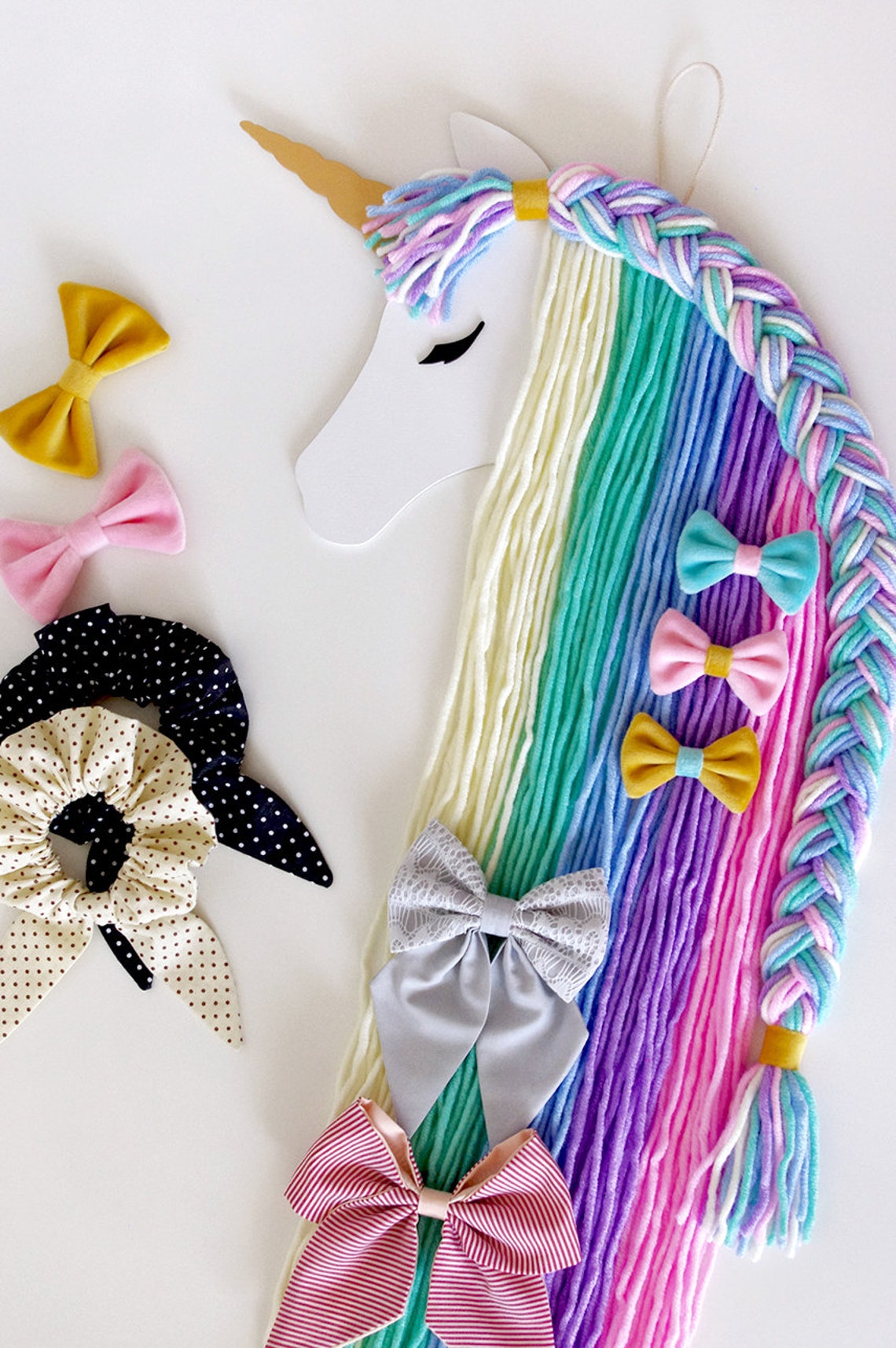 Unicorn Hair Clip Hanger, Hair Accessories Organizer, Yarn Bow Holder ...