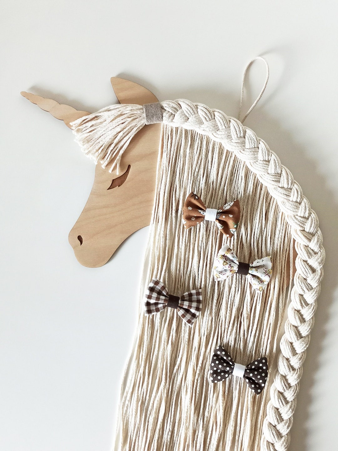 Unicorn Hair Clip Hanger, Boho Hair Accessories Organizer, Macrame Bow ...