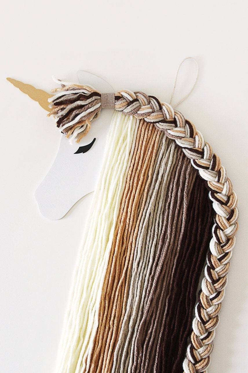 Unicorn Hair Clip Hanger, Hair Accessories Organizer, Brown Yarn Bow ...