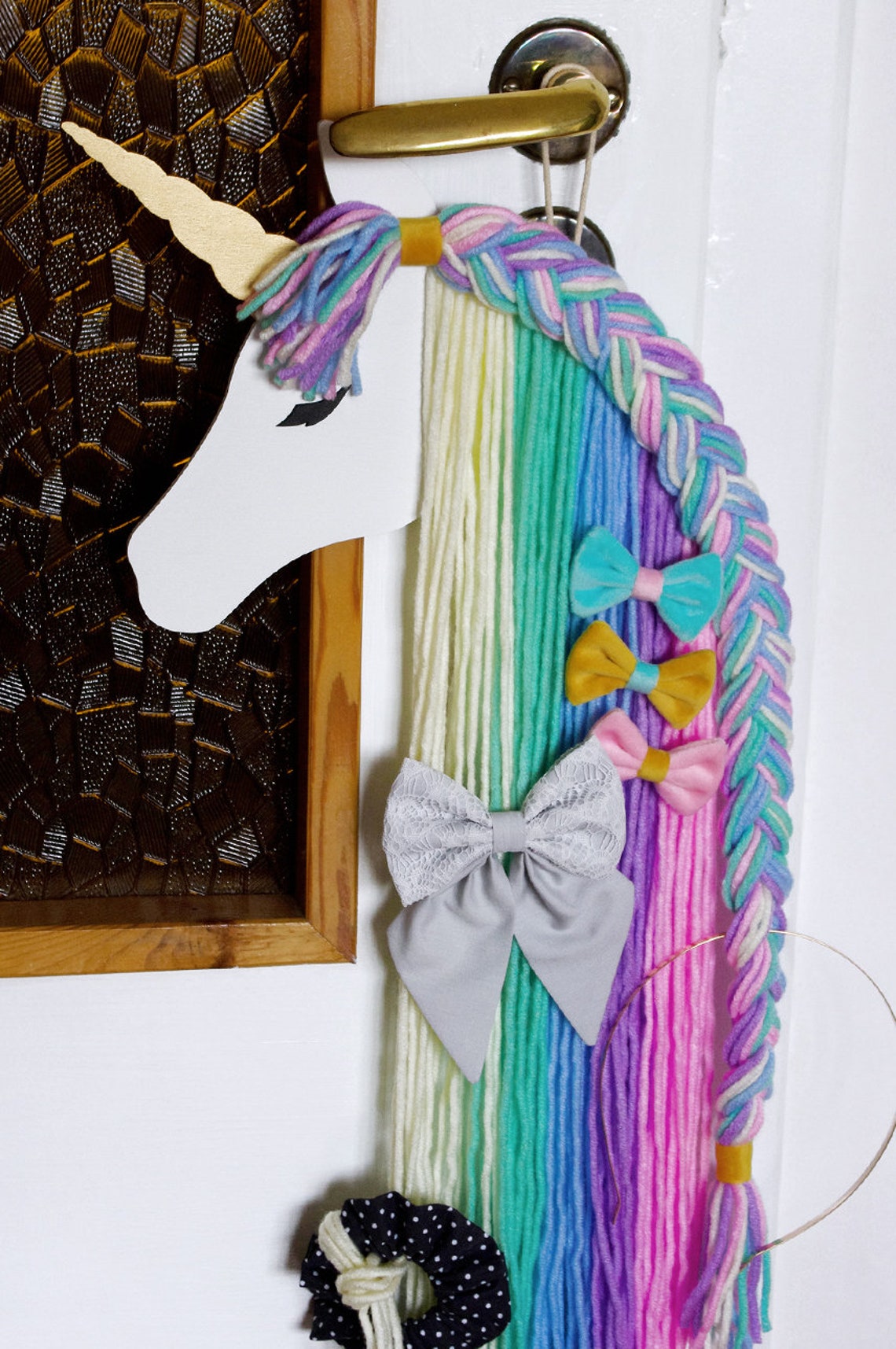 Unicorn Hair Clip Hanger, Hair Accessories Organizer, Yarn Bow Holder ...