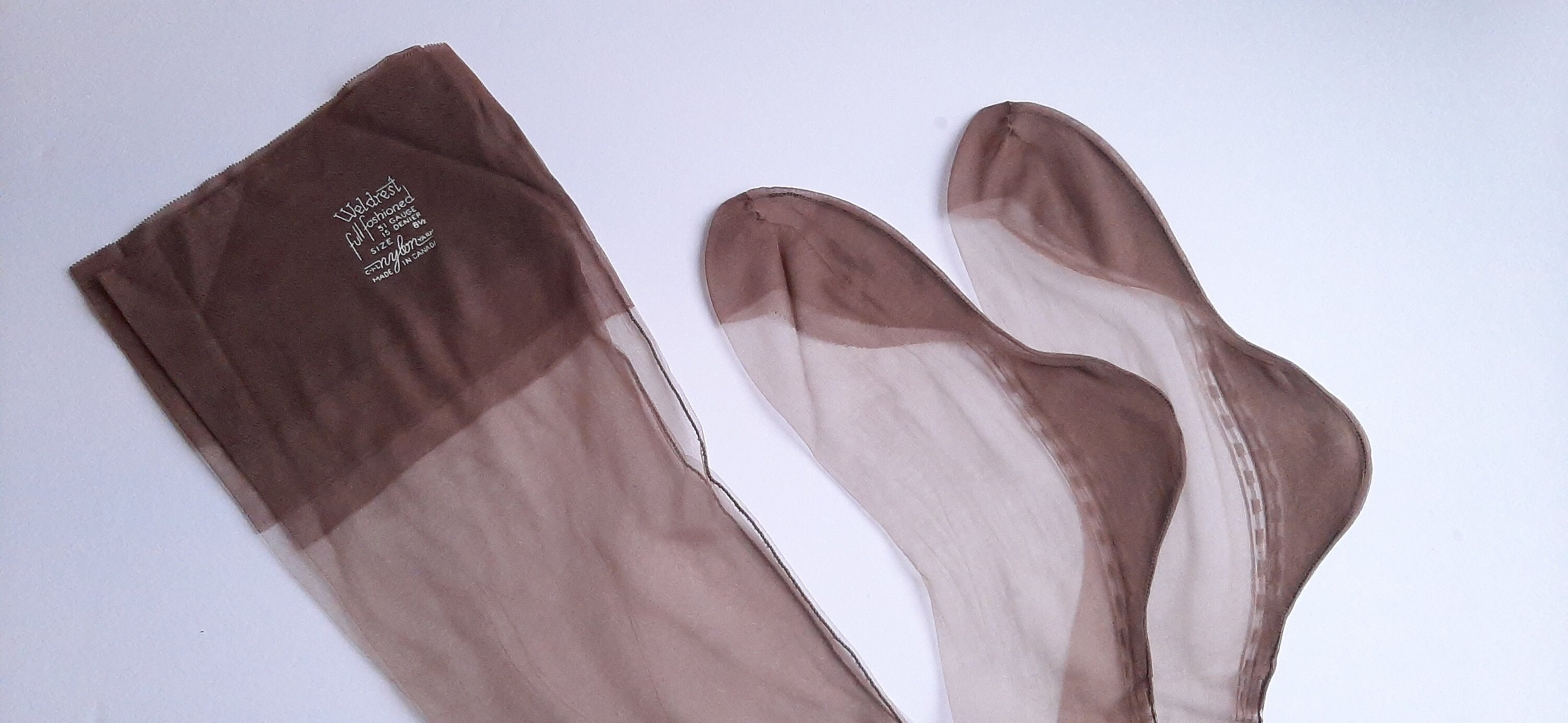 Full Fashioned Vintage Nylon SZ 8.5 Long 33 Seamed Stockings Light ...