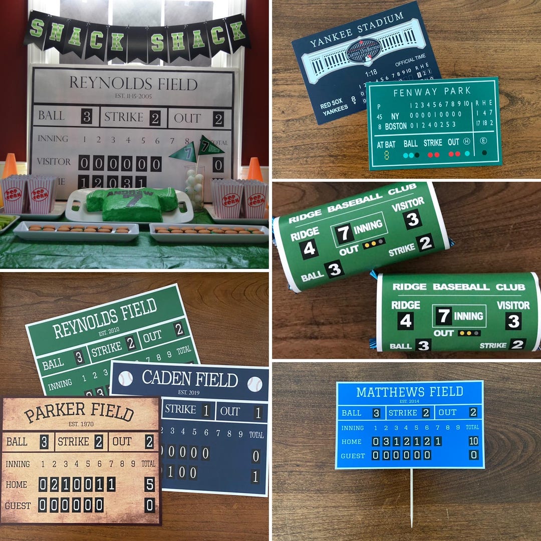 SPORTS + BASEBALL SCOREBOARD // Backdrop + Cake Topper + Print ...