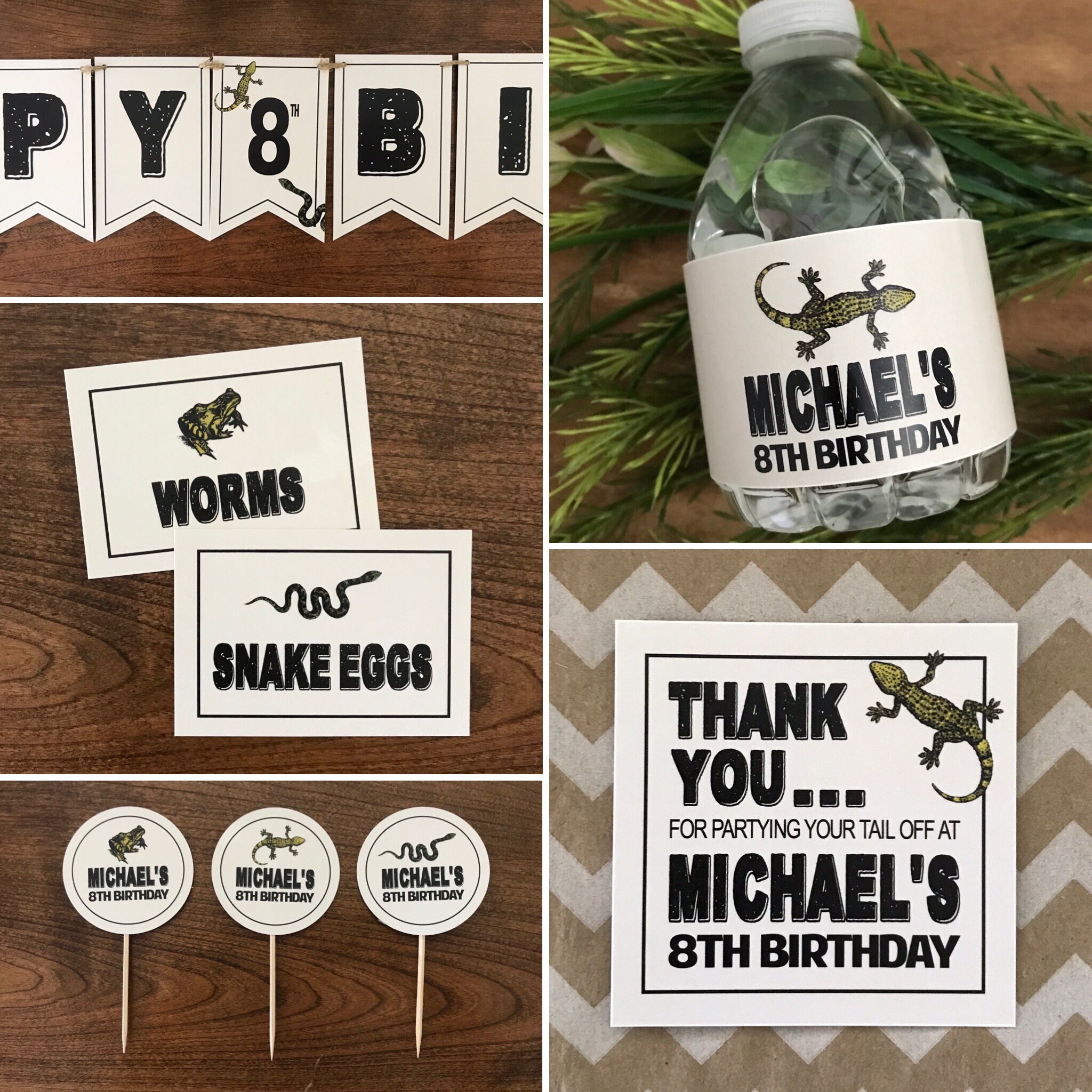 REPTILE INSECT BUGS Amphibian // Birthday Baby Shower | Etsy