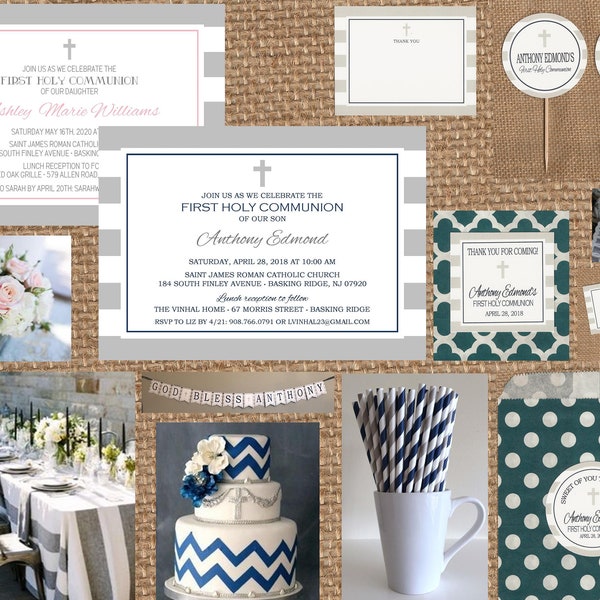 Preppy Baptism Invitation - Etsy