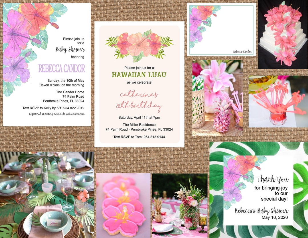 Hibiscus + Hawaiian LUAU + PALM Leaves + Flower // Birthday + Bridal ...