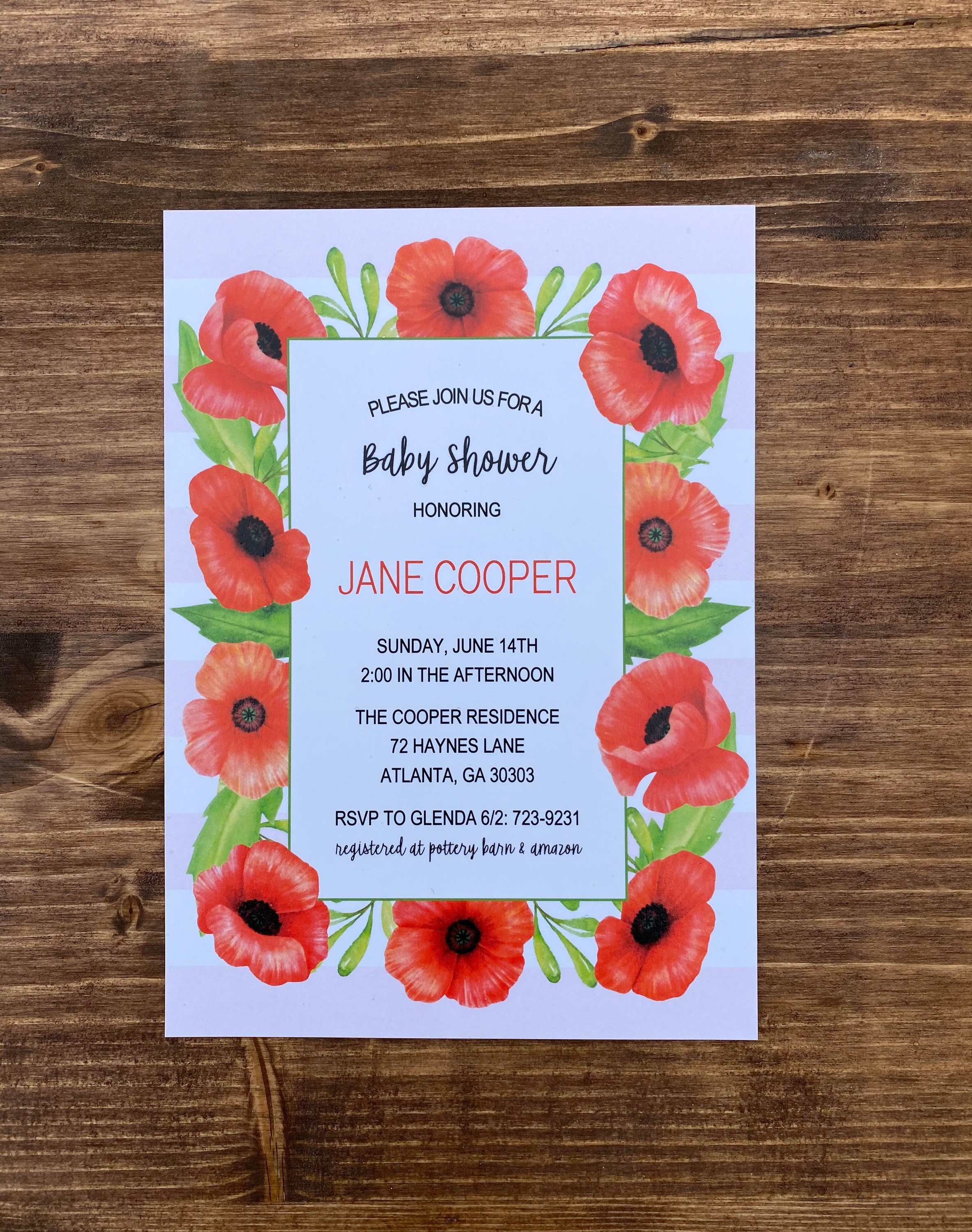 POPPY FLOWER RED // Birthday Baby Shower Bridal Shower | Etsy