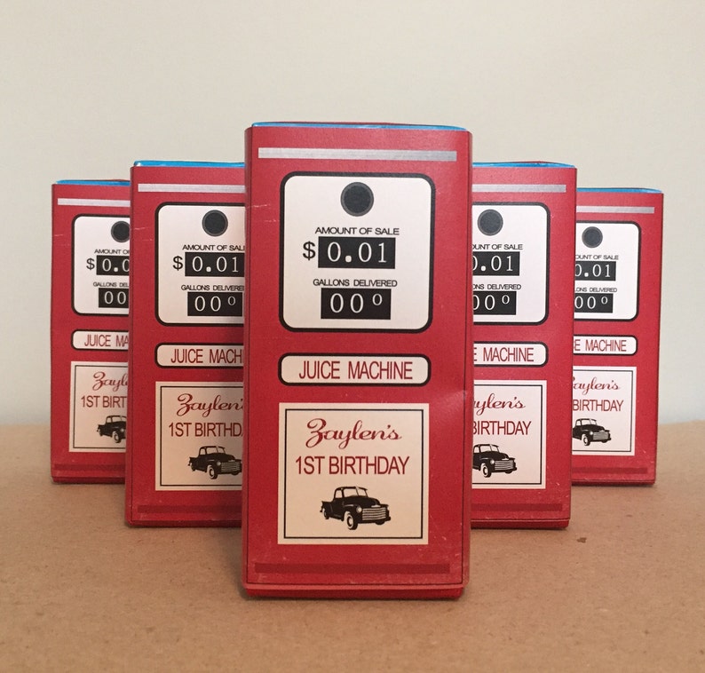 Vintage GAS TANK PUMP // Juice Box Labels for Birthday - Etsy