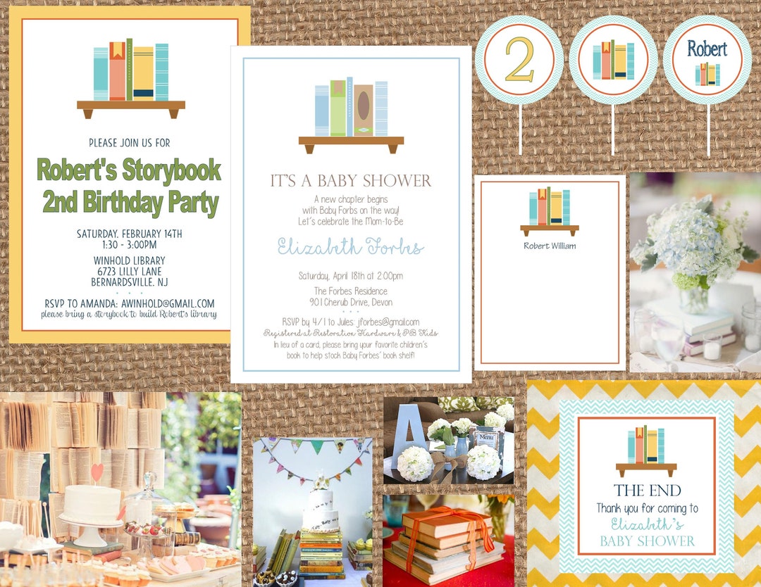 BOOK SHELF BOOKS Build a Library // Birthday Baby Shower - Etsy