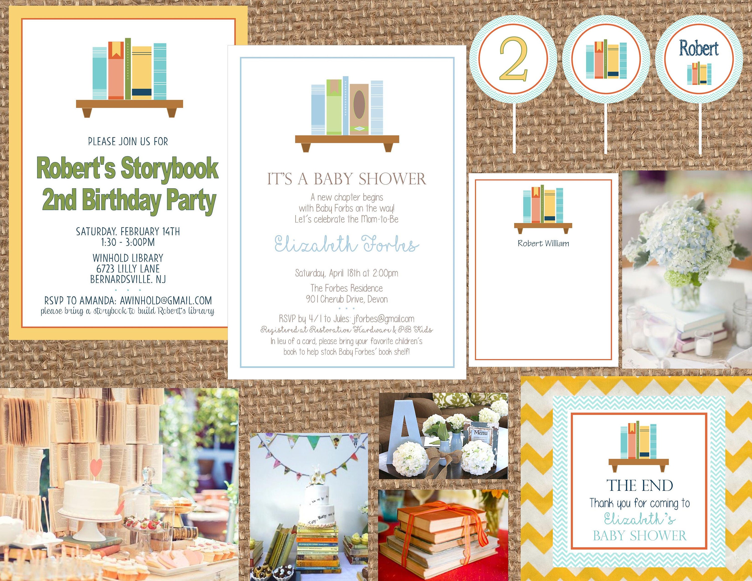 BOOK SHELF BOOKS Build a Library // Birthday Baby Shower | Etsy