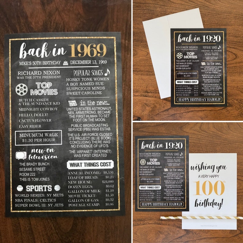 BACK in YEAR CARDS // Birthday Sweet 16 Baby Bridal - Etsy