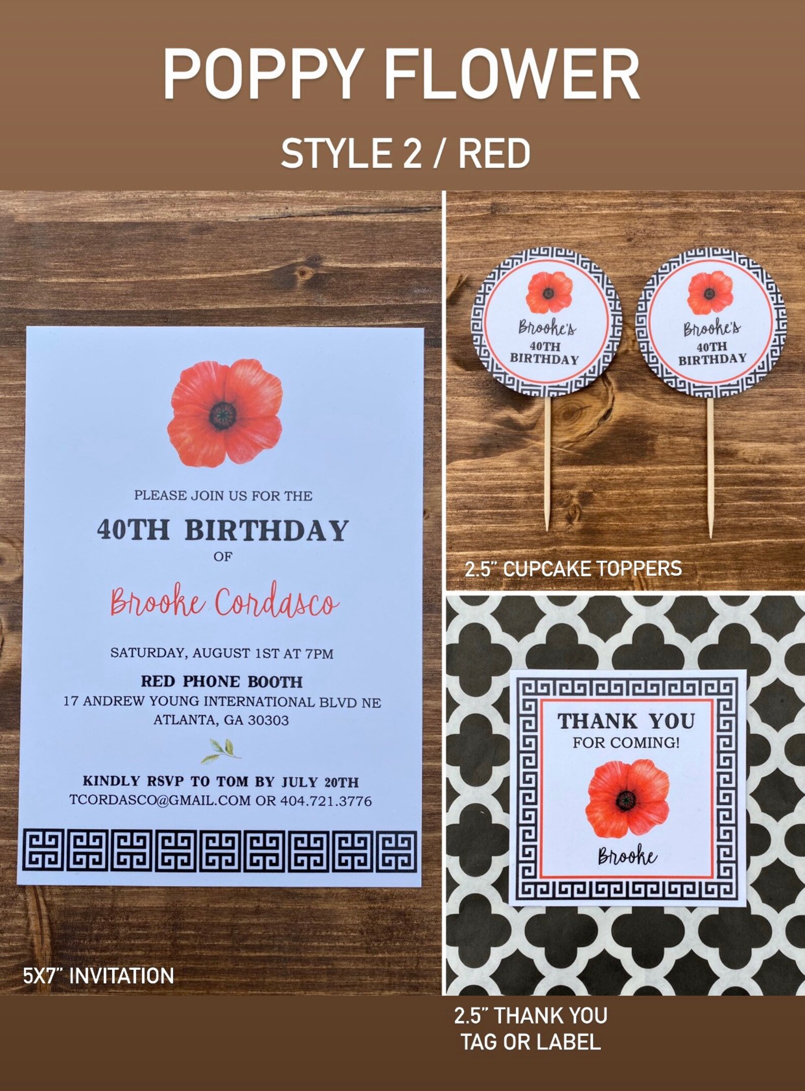 POPPY FLOWER RED // Birthday Baby Shower Bridal Shower - Etsy