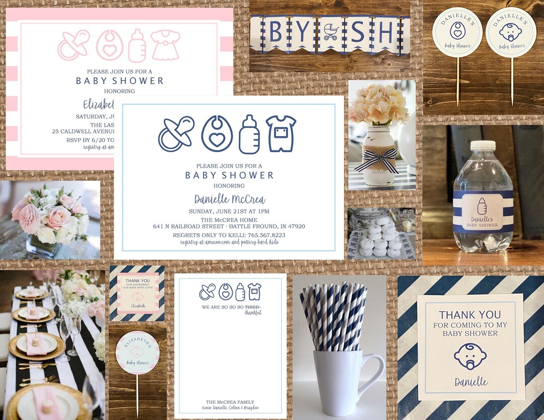 BABY ICON + Bottle + Bib + Pacifier + Onesie // Baby Shower + Sip & See ...