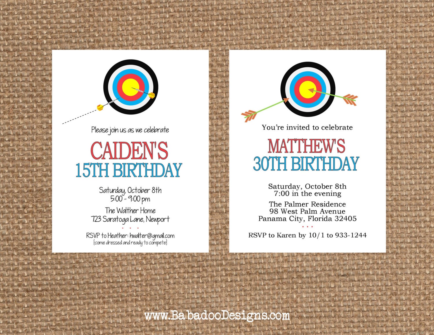 BULLSEYE + ARCHERY + DARTS // Birthday + Adult Invitation // Full ...