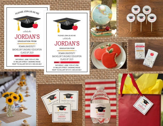 TEACHER SCHOOL APPLE Graduation // Graduation Cap | Etsy