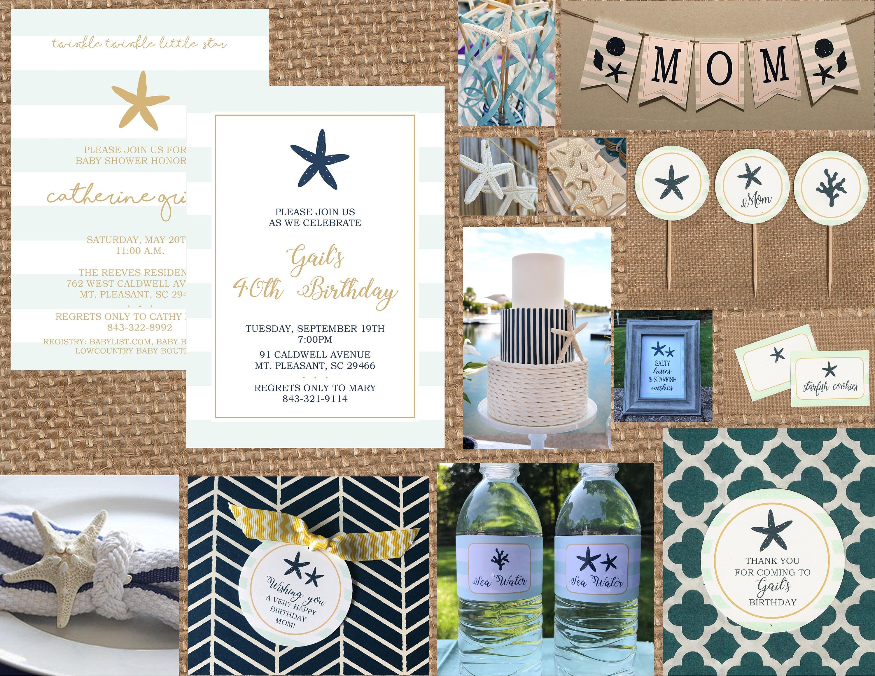 STARFISH + BEACH / Birthday + Baby + Bridal Shower + Wedding + Summer ...