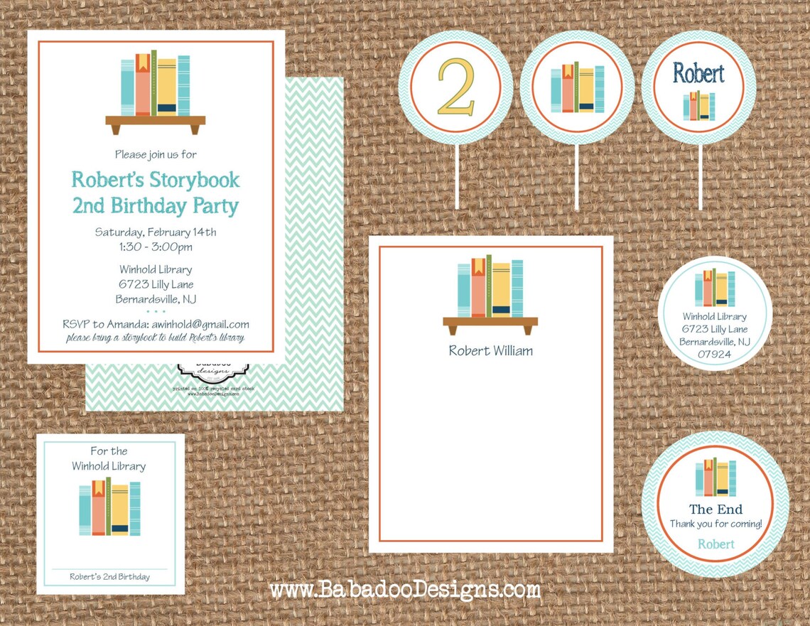BOOK SHELF BOOKS Build a Library // Birthday Baby Shower - Etsy