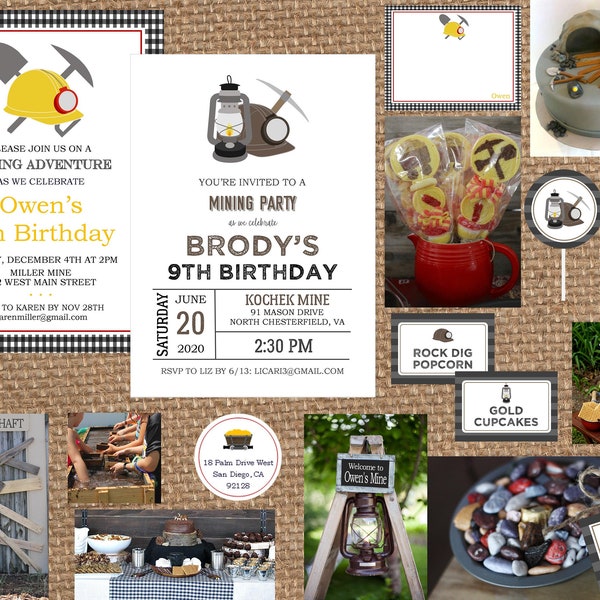 Mine Theme Birthday Invitation - Etsy