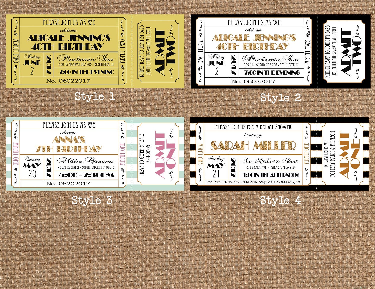 MOVIE OSCARs HOLLYWOOD Ticket // Birthday Baby Bridal | Etsy