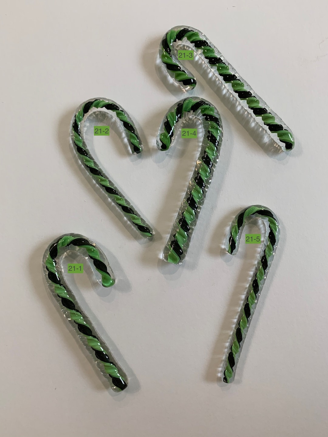 Green & Black Hand Blown Glass Candy Canes CC21 - Etsy