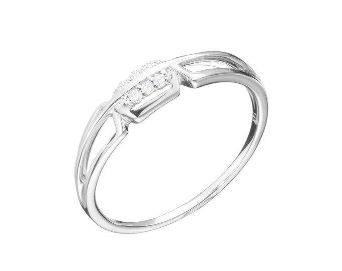 Diamond Ring-rectangle Engagement Ring-east West Ring Stacking-simple ...