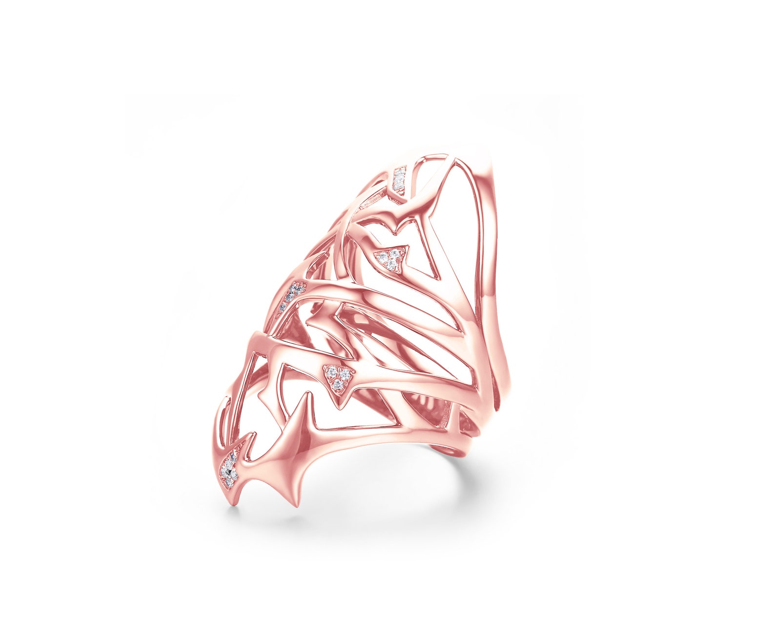 Long Finger Ring Statement Ring Sterling Silver Rose Gold - Etsy Hong Kong