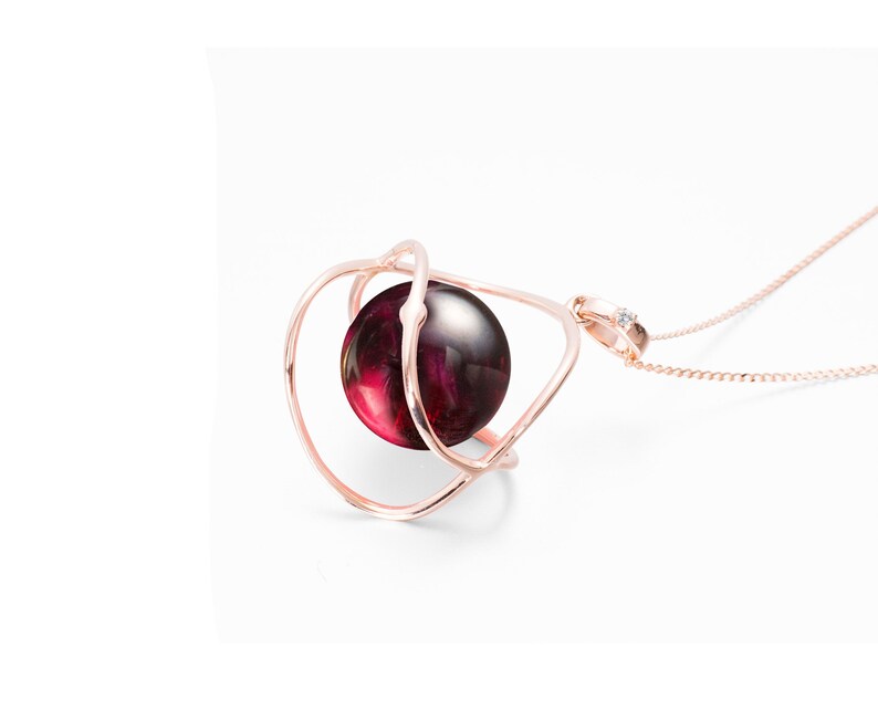 Garnet Necklace Pendant-red Crystal Ball Necklace-january Birthstone ...